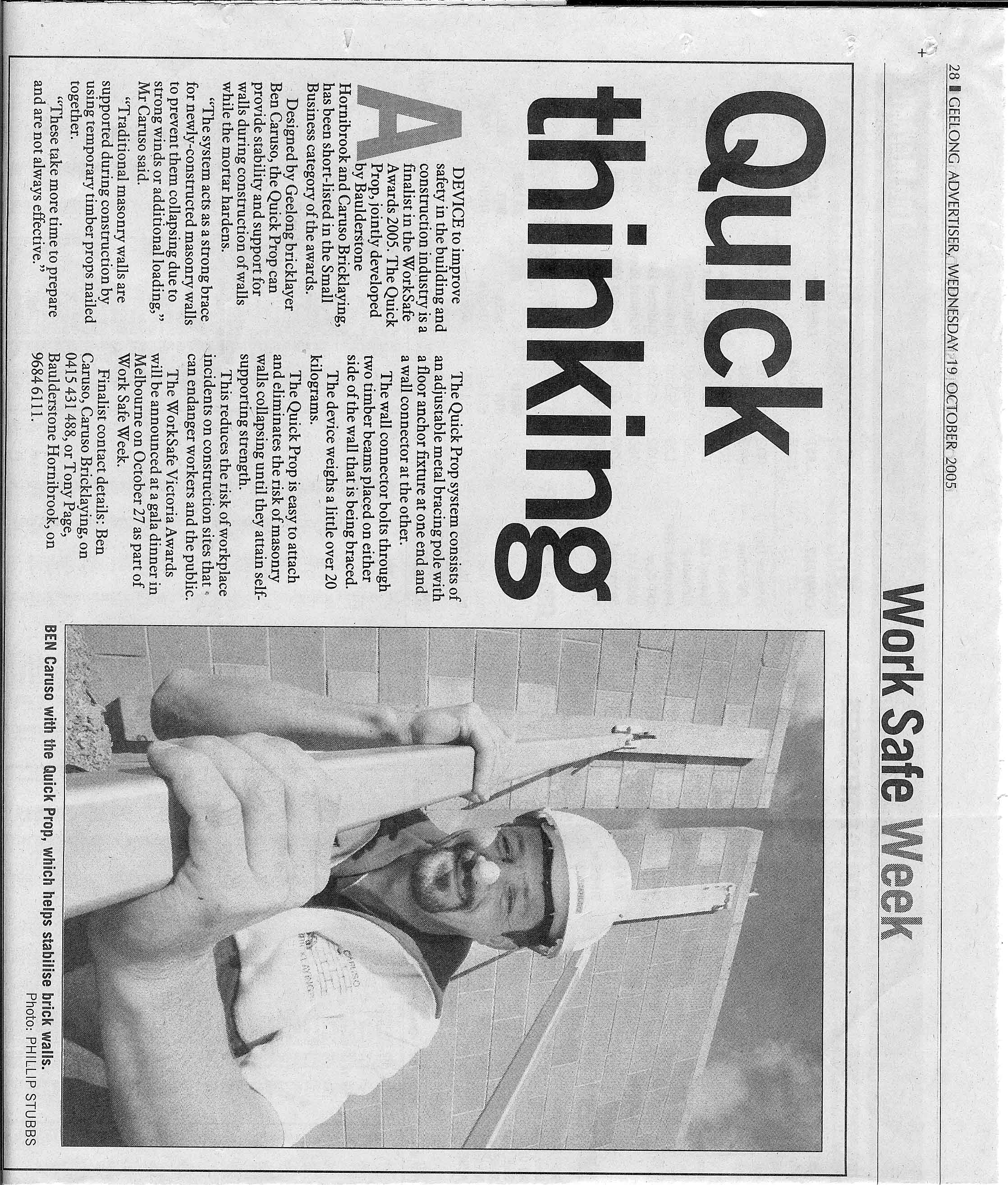 Safe masonry wall porps, Quick Prop Australia